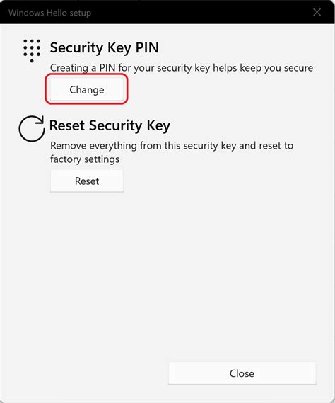 FIDO Security Key PIN Setting Fingerprint Setting For Windows