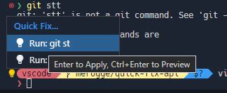 Apply And Preview In Terminal Quick Fix Entry Hover Should Be Lowercase