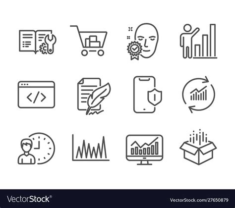 Set Business Icons Such As Seo Script Graph Vector Image