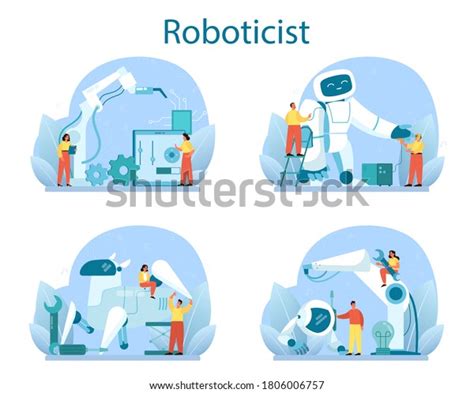 Roboticist Concept Set Robotic Engineering Constructing Stock Vector Royalty Free 1806006757