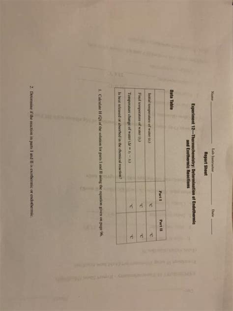 name date lab instructor report sheet experiment