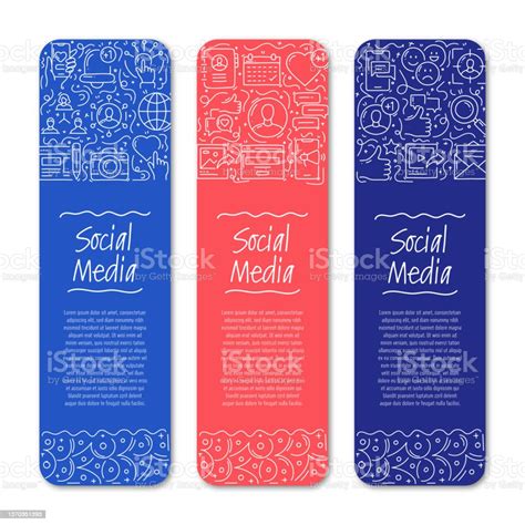 소셜 미디어 관련 개체 및 요소 손으로 그린 벡터 낙서 일러스트 레이션 컬렉션 다른 소셜 미디어 개체가 있는 배너 템플릿 0명에 대한 스톡 벡터 아트 및 기타 이미지