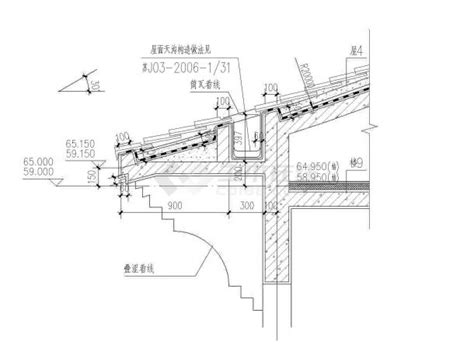坡屋顶的构造大样图 坡屋顶剖面图 坡屋顶平面图 大山谷图库