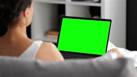 Woman With Green Screen Computer Stock Video Pond Greenscreen Stock Video Chroma Key