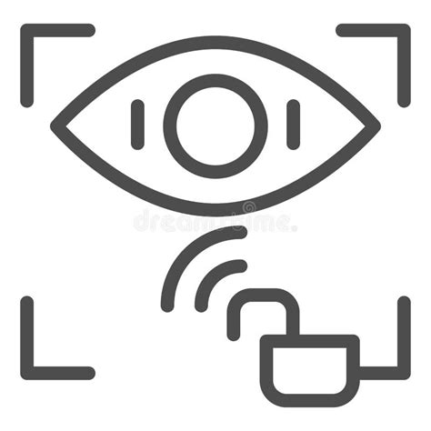 Retina Recognition Unlocked Line Icon Eye Identification Access Vector Illustration Isolated On