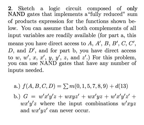 solved 2 sketch a logic circuit composed of only nand gates