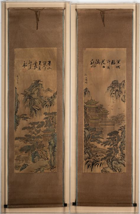Lot Pair Of Japanese Scrolls