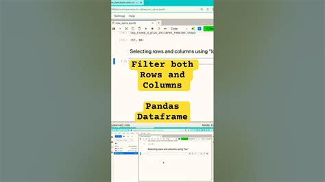 filter rows and columns using “loc” pandas dataframe datacleaning pandas dataprocessing youtube