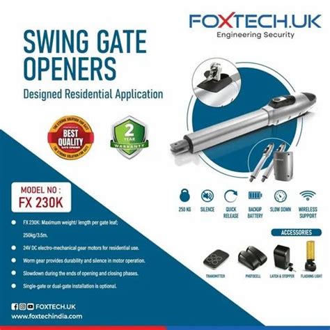 100 W Foxtech Swing Gate Opener 230 V Model Name Number 20 S At ₹ 69000 Piece In Belagavi