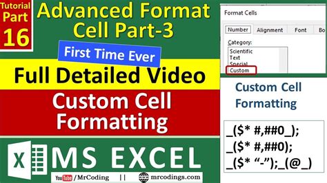 Ms Excel 16 Custom Cell Formatting In Ms Excel Full Detailed Video