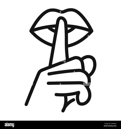 please do quite pssst icon vector symbol or sign set collection in black and white outline stock