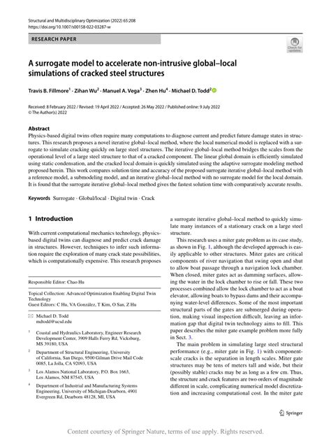 Pdf A Surrogate Model To Accelerate Non Intrusive Globallocal Simulations Of Cracked Steel