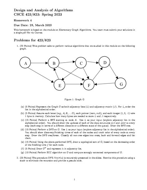 Hw4 Ega Dld Design And Analysis Of Algorithms Csce 423823 Spring