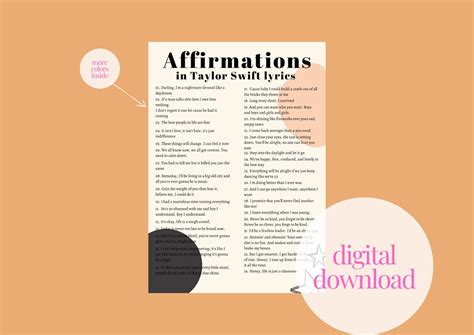 Affirmations In Taylor Swift Lyrics Poster Taylor Swift T Etsy