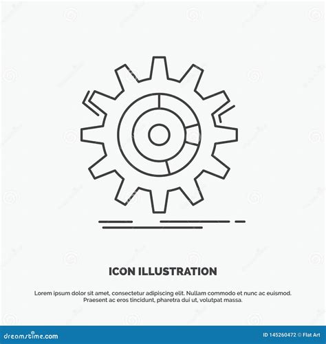 Setting Data Management Process Progress Icon Line Vector Gray