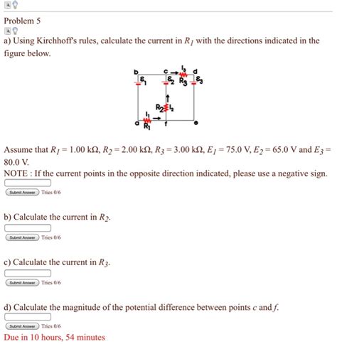 Solved Problem A Using Kirchhoff S Rules Calculate The Chegg