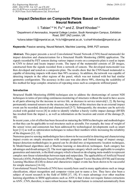 Impact Detection On Composite Plates Based On Convolution Neural Network Scientific Net