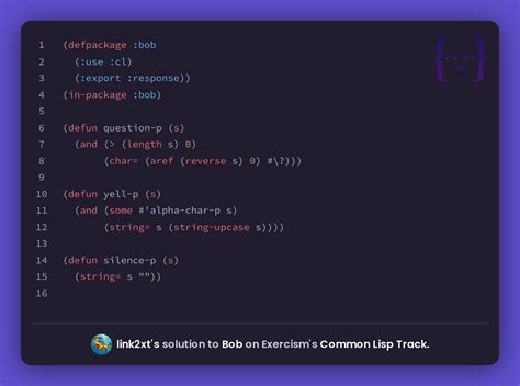 Link2xts Solution For Bob In Common Lisp On Exercism