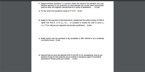5 Shape Controlled Synthesis In A Solution Phase Has
