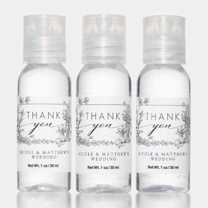 Elegant Black And White Floral Thank You Hand Sanitizer