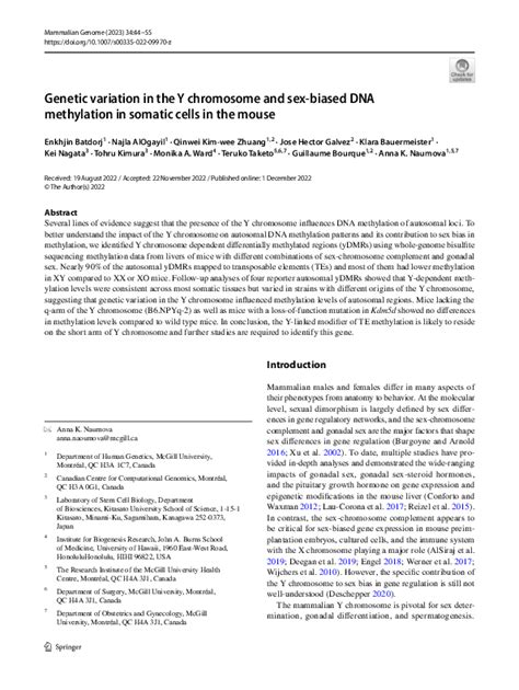 Pdf Genetic Variation In The Y Chromosome And Sex Biased Dna