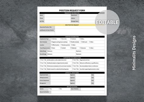 Position Request Form Printable Job Request Form Hr Templates Human Resources Business Tools