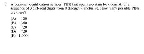 Solved 9 A Personal Identification Number PIN That Opens Chegg Com