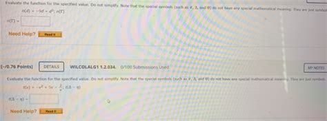 Solved Evaluate The Function For The Specified Value Do Not