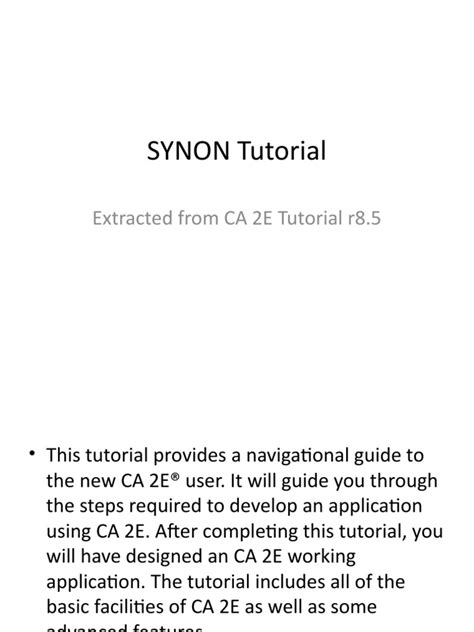 Synon Tutorial Extracted From Ca 2e Tutorial R85 Pdf Data Model Library Computing