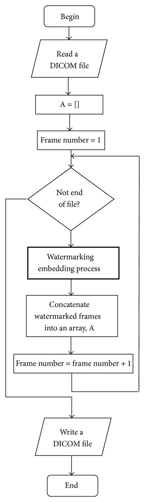 program flow chart for a sequential watermarking embedding process