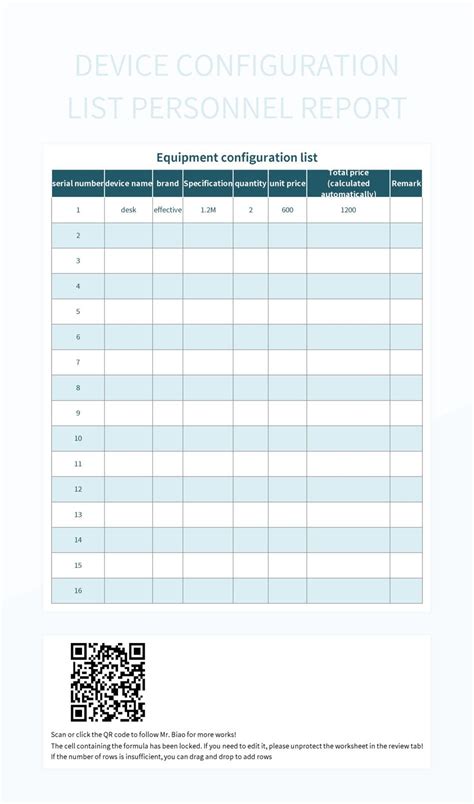 Device Configuration List Personnel Report Excel Template And Google Sheets File For Free
