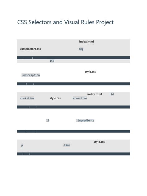 Css Selectors And Visual Rules Project Instructions Pdf