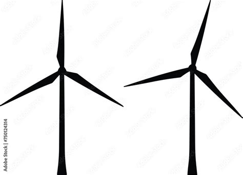 Wind Turbine Vector Silhouette Set Windmill Vector Icons Wind Turbine