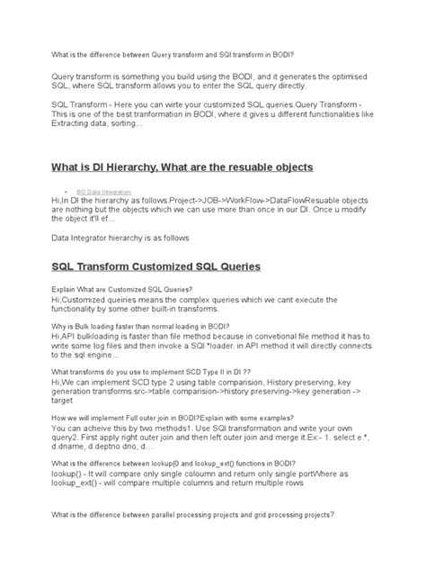What Is The Difference Between Query Transform And Sql Transform In