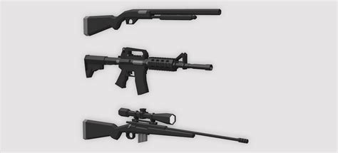 scriptable low poly guns mesh pack clearly development
