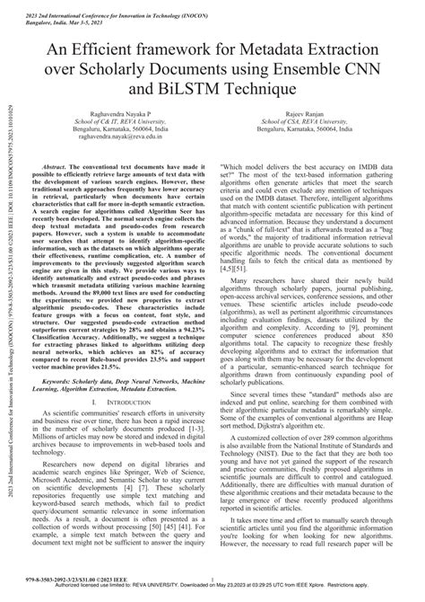 Pdf An Efficient Framework For Metadata Extraction Over Scholarly Documents Using Ensemble Cnn
