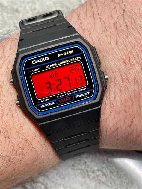 Custom Black Casio Watch With Red Screen Color Mod Etsy