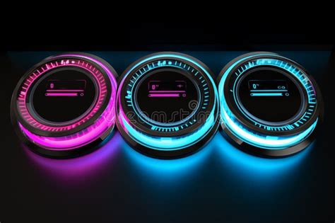 Set Of Three Pieces High Tech Light Button By Generate Ai Stock Illustration Illustration Of