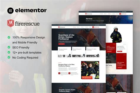 Firerescue Firefighter And Fire Department Elementor Template Kit Download For Wordpress