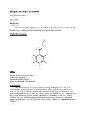 IR Spectroscopy Docx IR Spectroscopy Lab Report Nick Neuenschwander Objective The