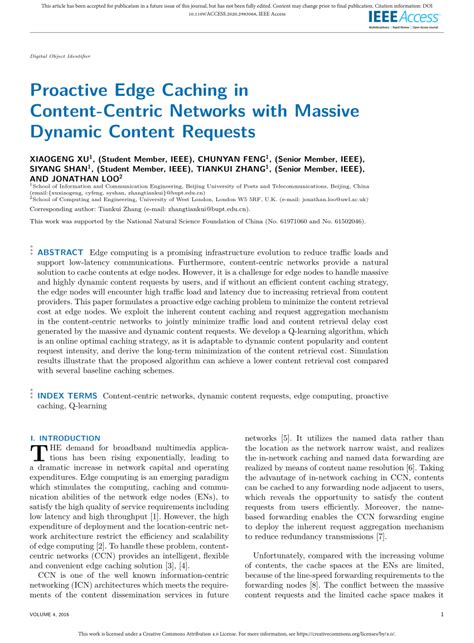 Pdf Proactive Edge Caching In Content Centric Networks With Massive