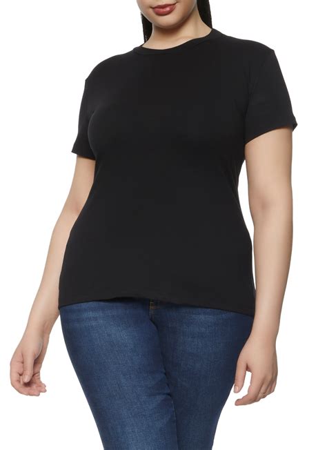 Plus Size Solid Short Sleeve Tee