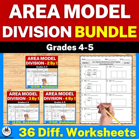 Area Model Division With And Without Remainders Practice Worksheets