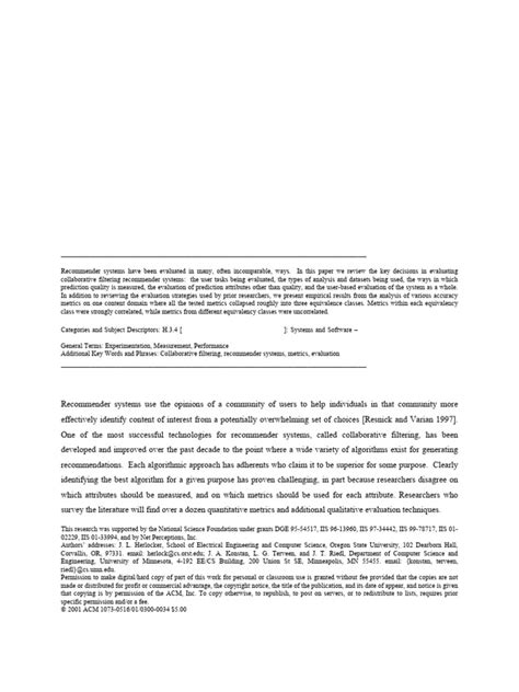 2a Evaluating Collaborative Filtering Recommender Systems Pdf Computing