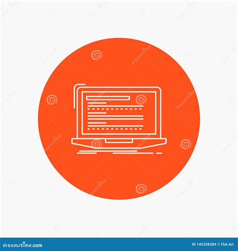 Code Coding Computer Monoblock Laptop White Line Icon In Circle