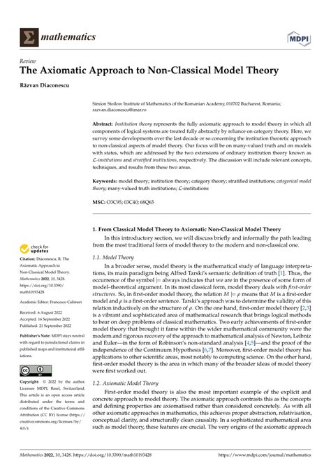 PDF The Axiomatic Approach To Non Classical Model Theory