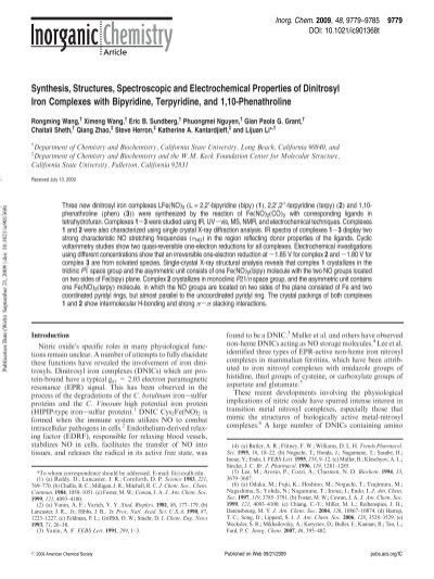 Synthesis Structures Spectroscopic And Electrochemical Properties