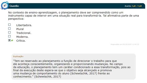 No Contexto De Ensino Aprendizagem O Planejamento Deve Ser
