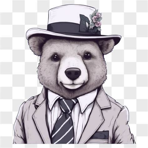 Download Dapper Bear In Formal Attire Cartoons Online Creative Fabrica