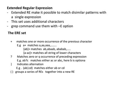 Basic Regular Expression Extended Regular Expression Pptx